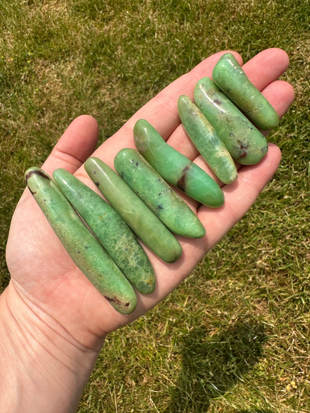Green Chrysoprase Stick - Tumbled Chrysoprase Crystal - Chrysoprase Tumbled Stone - Chrysoprase ...
