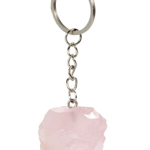 Raw Rose Quartz Crystal Keychain - Rose Quartz Stone Keychain - Raw ...
