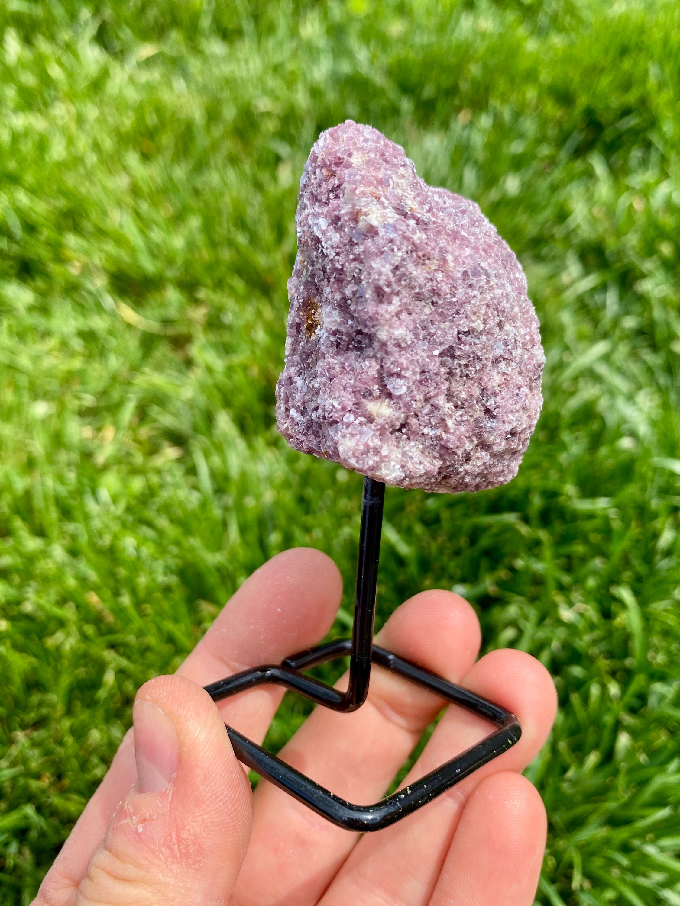 Raw lepidolite stone on metal stand lilac lepidolite crystal | Etsy