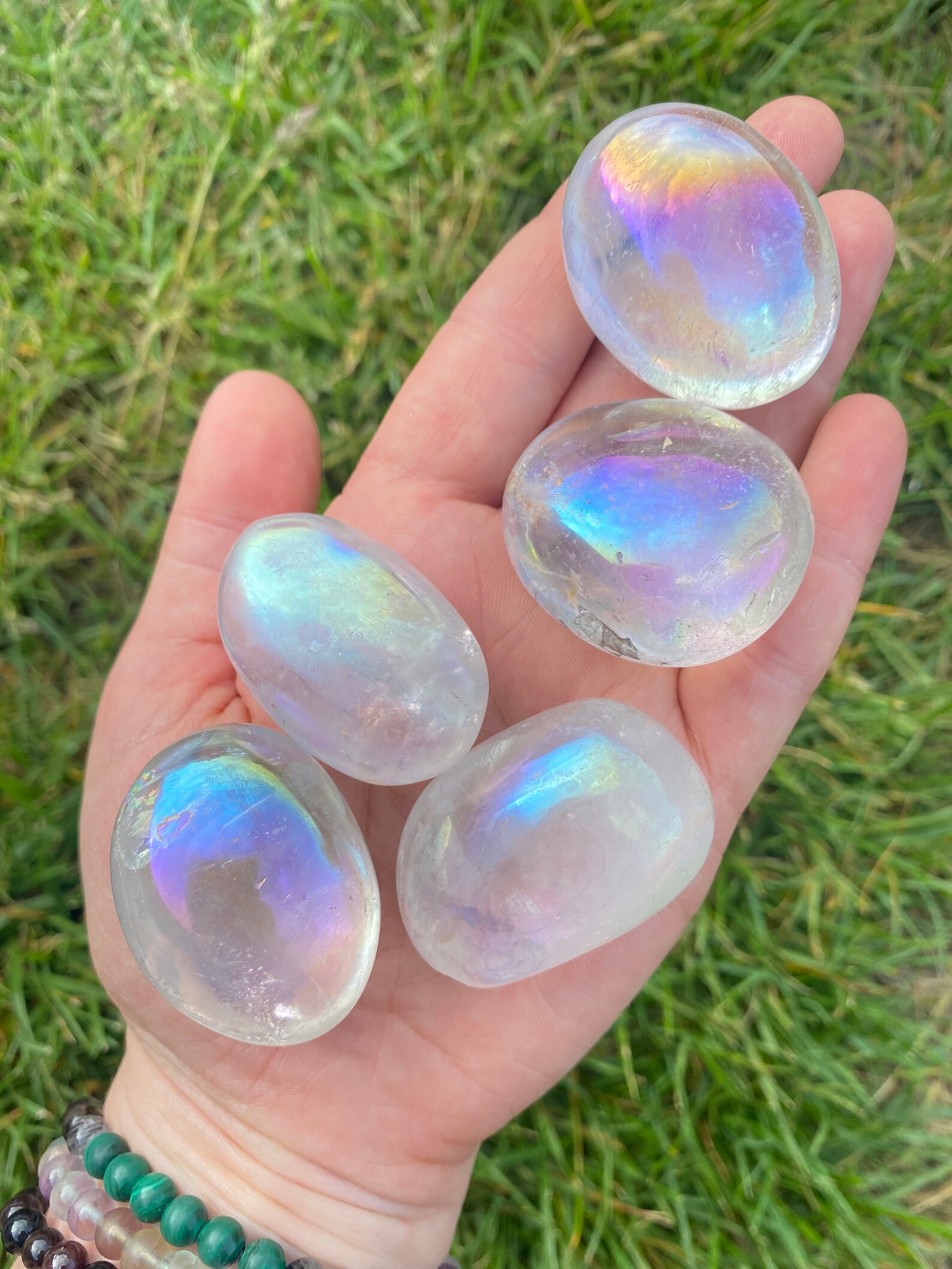 Angel Aura Quartz Crystal 1.5 3 Palm Stone | Etsy