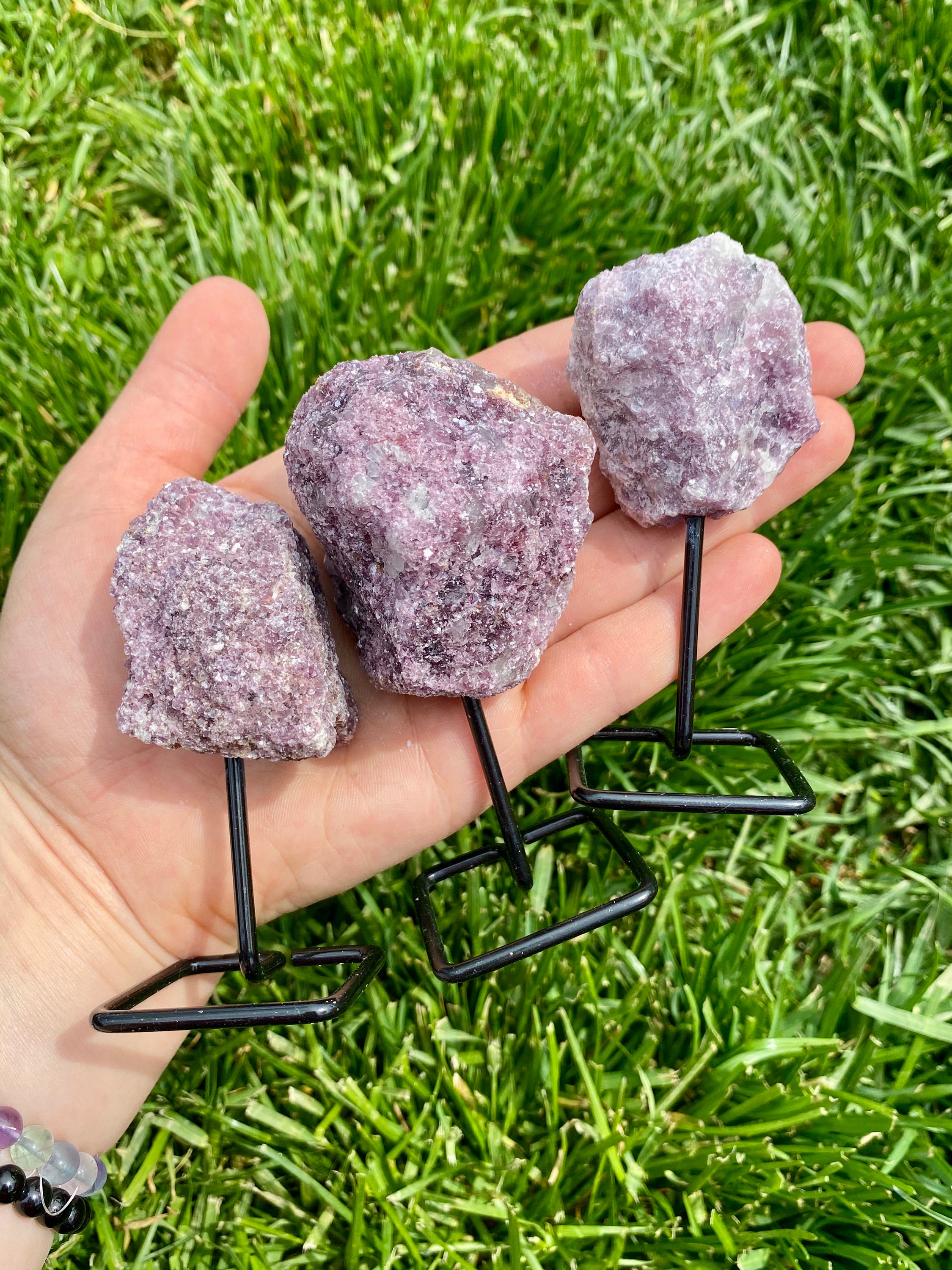 Raw lepidolite stone on metal stand lilac lepidolite crystal | Etsy