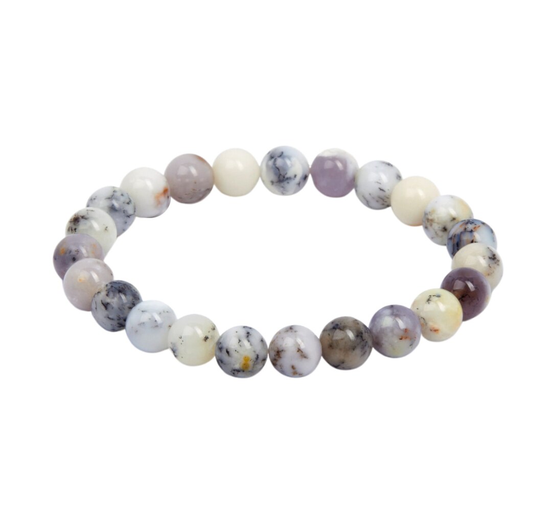 Dendritic Opal Bracelet (6mm & 8mm) - Dendritic Opal Jewelry - Elastic ...