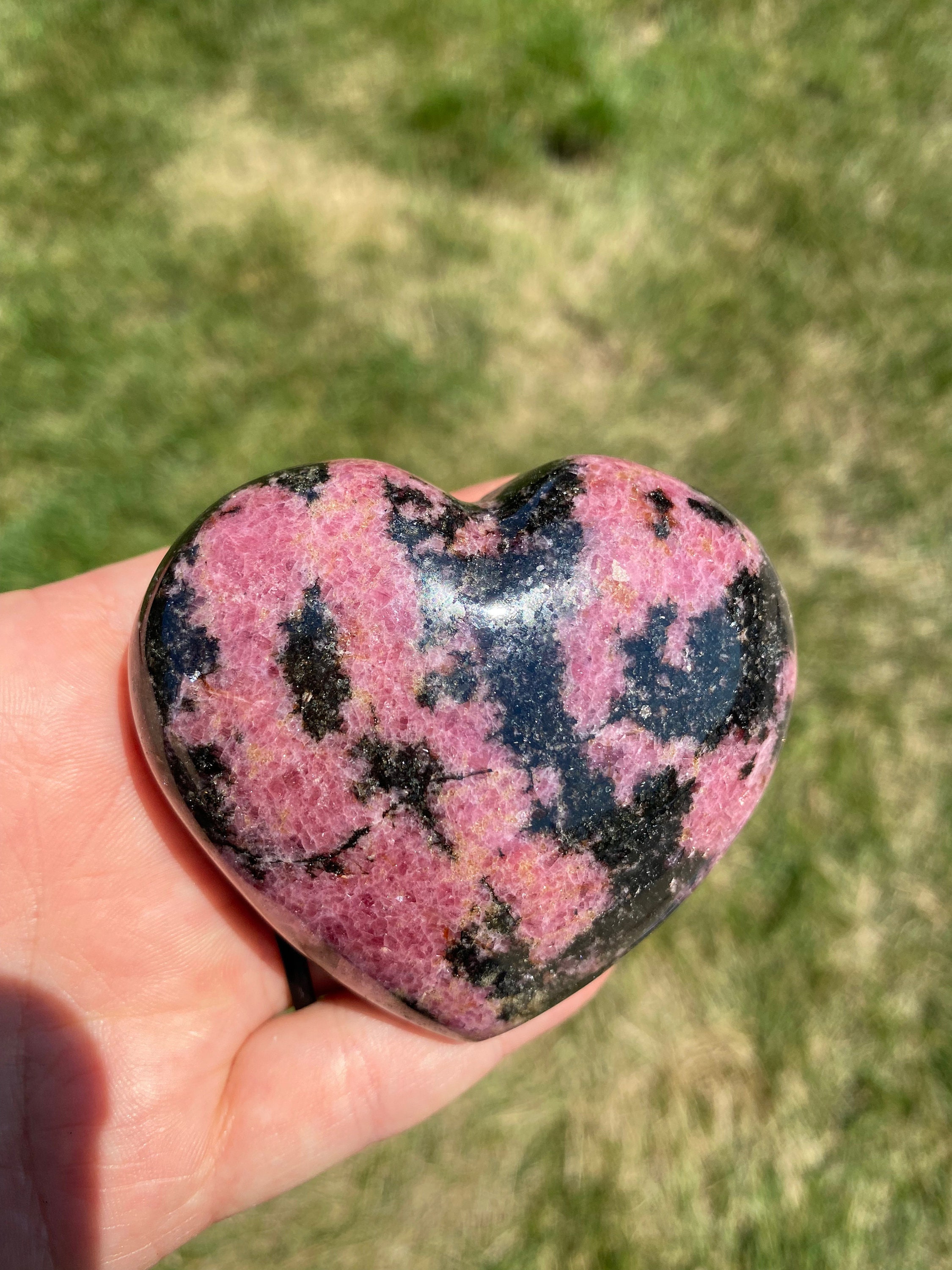 Rhodonite stone heart 2 4 Rhodonite Heart | Etsy