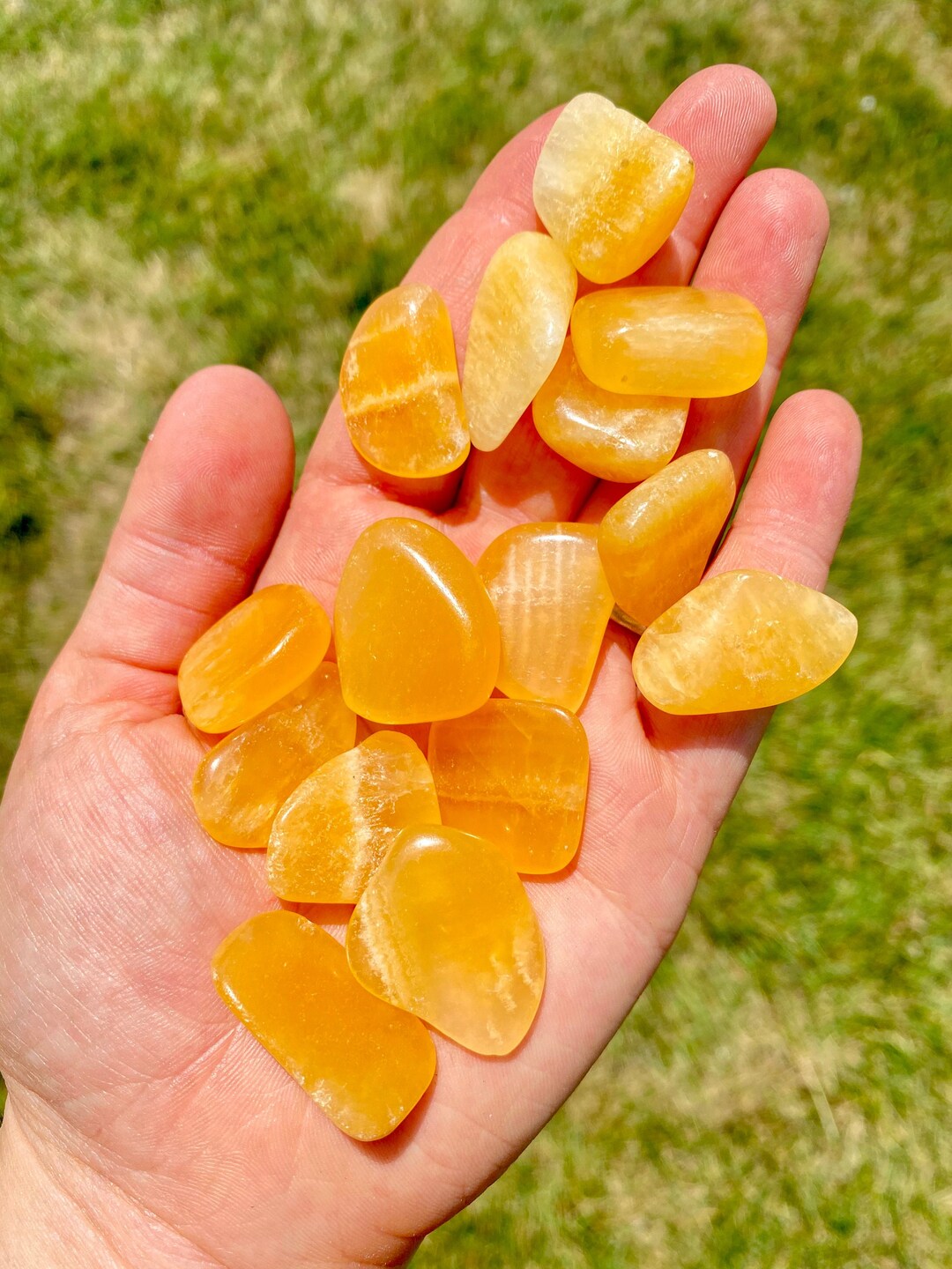 Orange Calcite Tumbled Crystal - Natural Orange Calcite Tumbled Stone ...