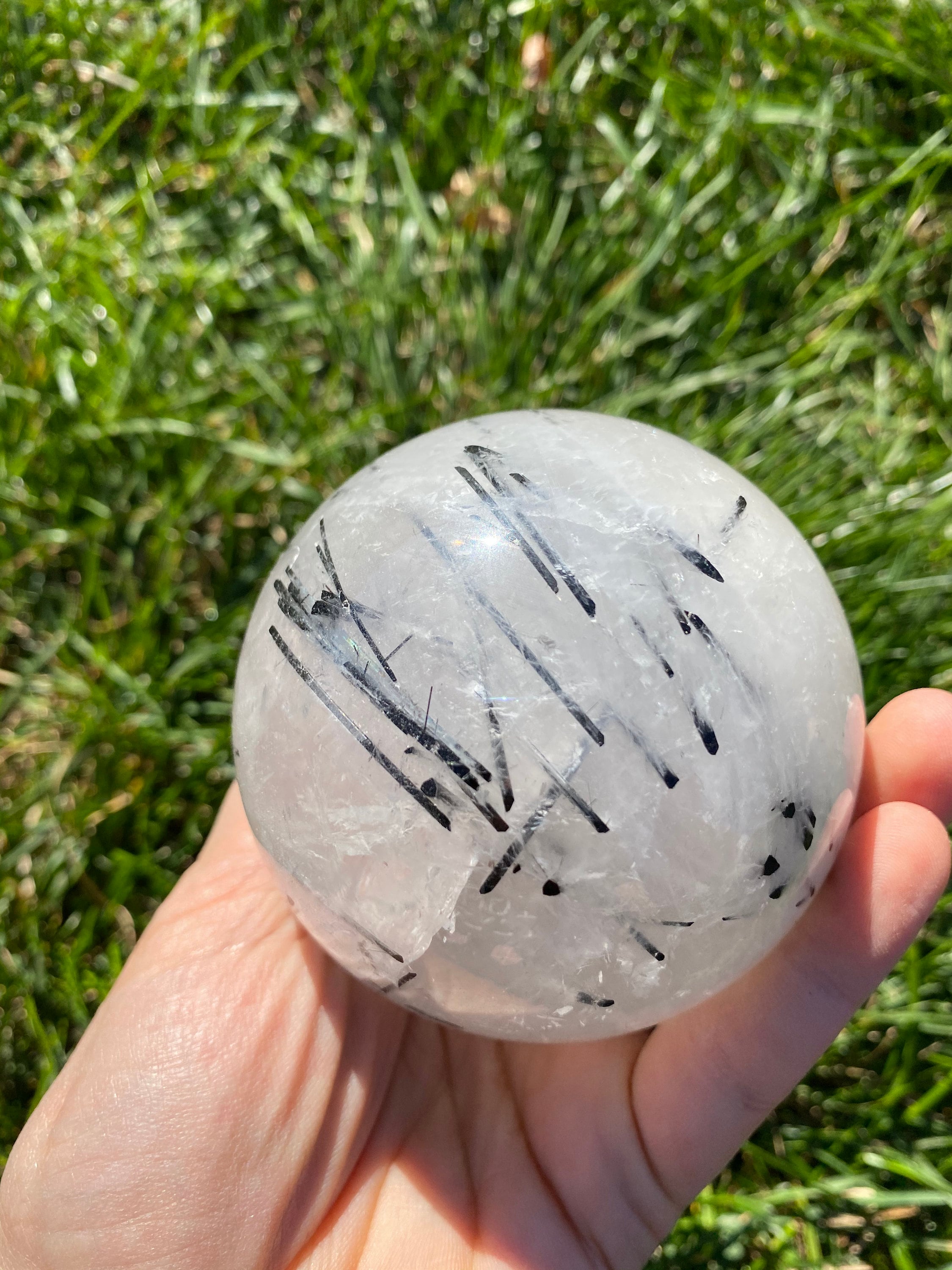 Tourmalinated quartz sphere Black tourmalated quartz sphere | Etsy