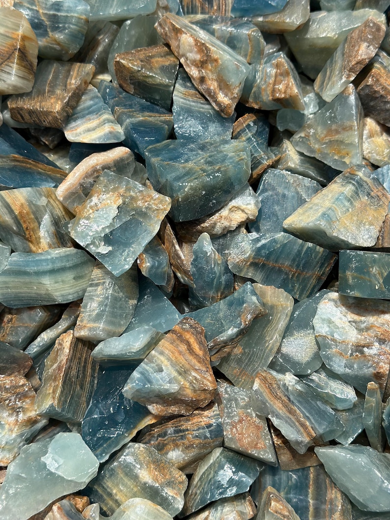 Raw Lemurian Aquatine Calcite - Rough Polished Lemurian Calcite - Raw ...