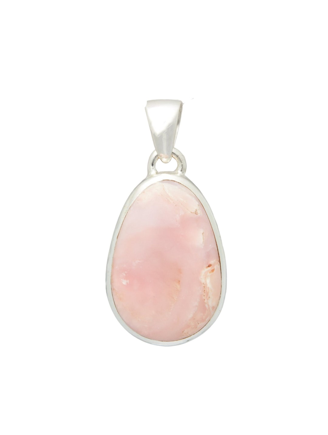 Polished Pink Opal Pendant in Sterling Silver - Pink Opal Teardrop ...