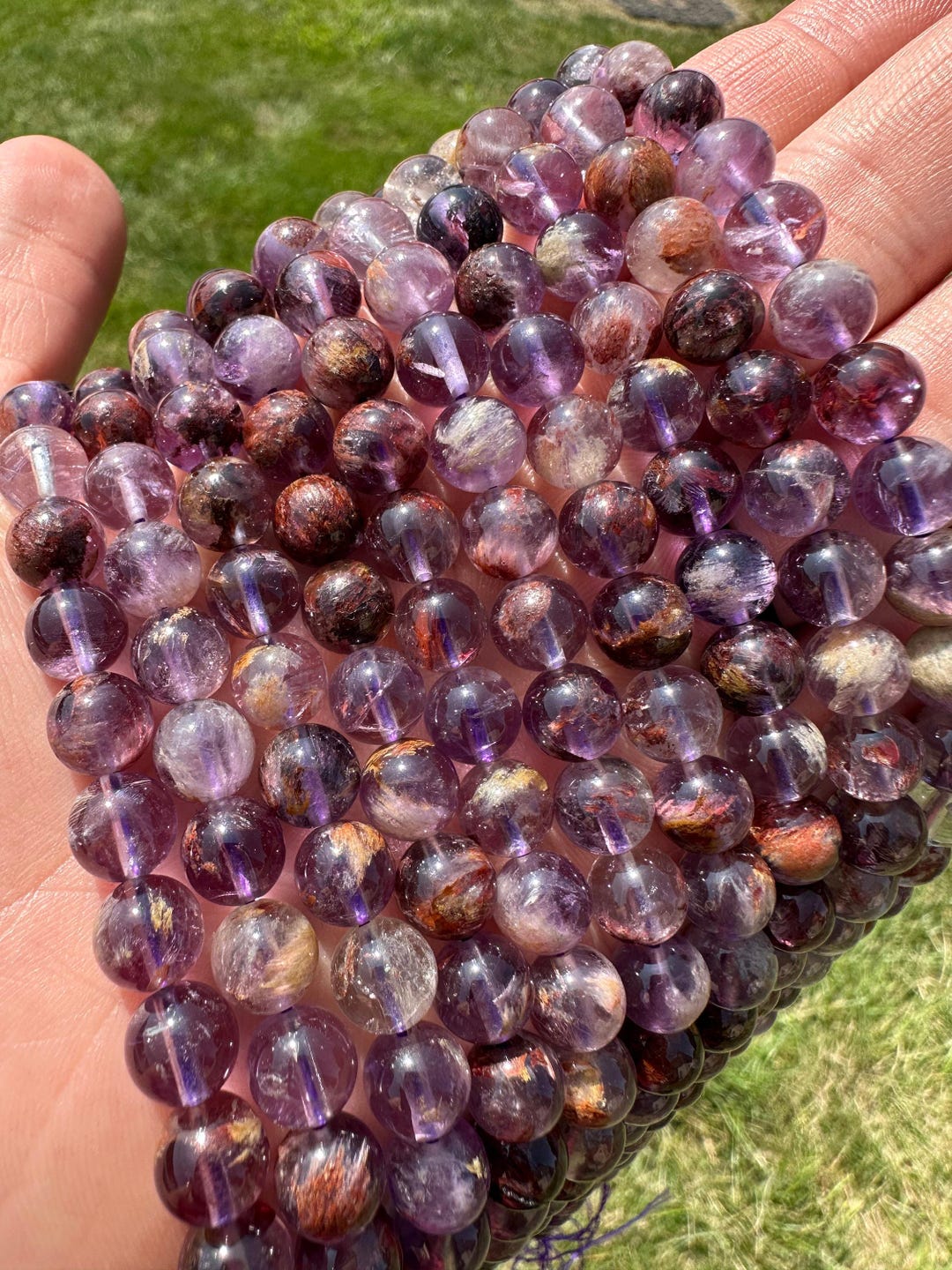 Super Seven Bead Strands - 6mm & 8mm Beads - Polished Super Seven ...