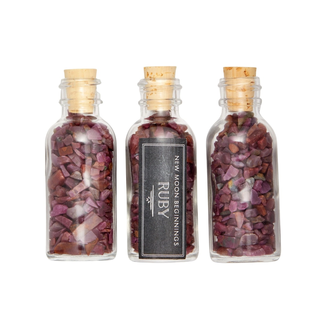 Raw Ruby Crystal Bottle - Raw Ruby Stone Bottle - Raw Ruby Chips ...