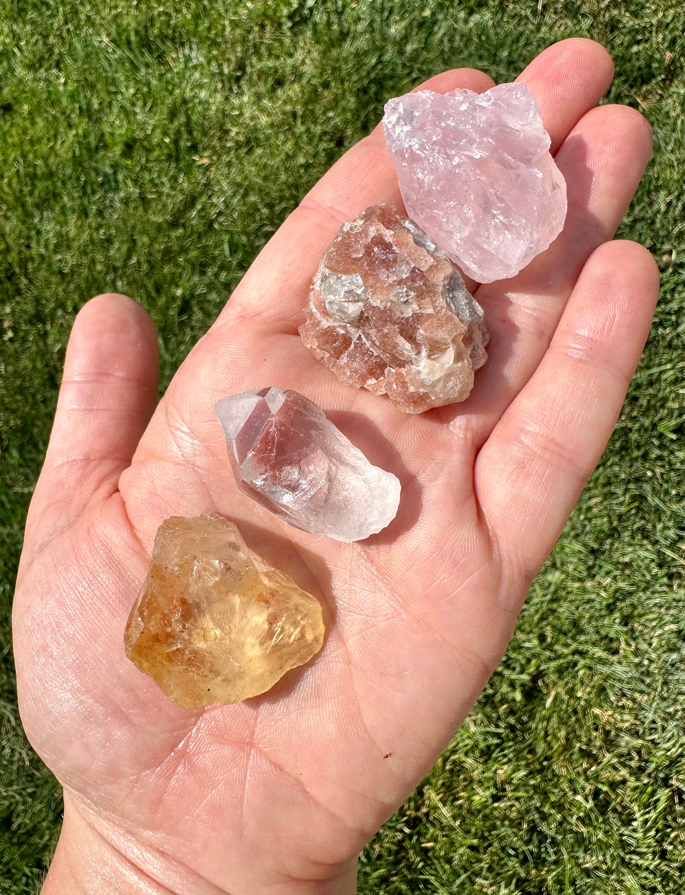 Raw Happiness & Joy Stone Set - Positive Energy Crystal Set - Rose ...