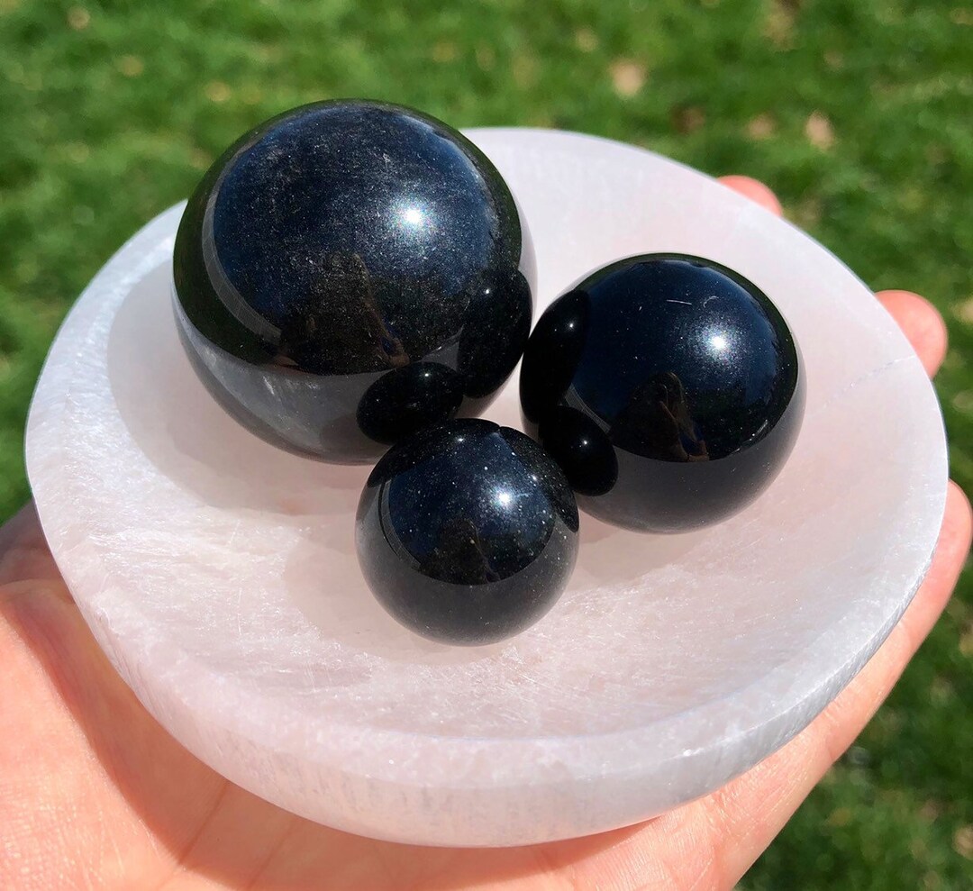 Black Obsidian Sphere - Polished Crystal Sphere - Root Chakra Stone ...