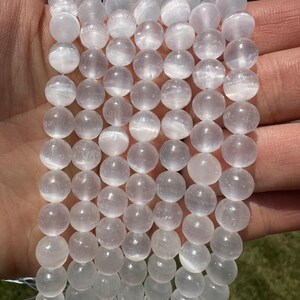 Selenite Bead Strands - Multiple Sizes Available! - Polished Selenite ...