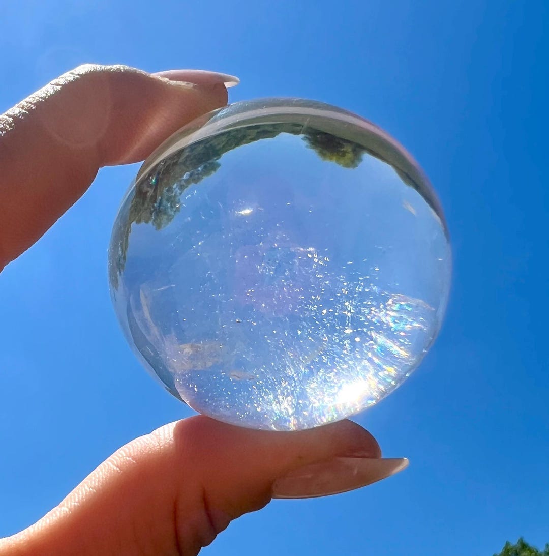 Clear Quartz Crystal Sphere - Grade A Clear Quartz Sphere - Hand Carved ...