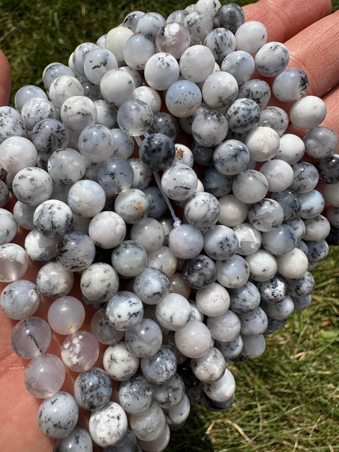 Dendritic Opal Bead Strands - Merlinite Beads - Dendritic Opal Crystal ...