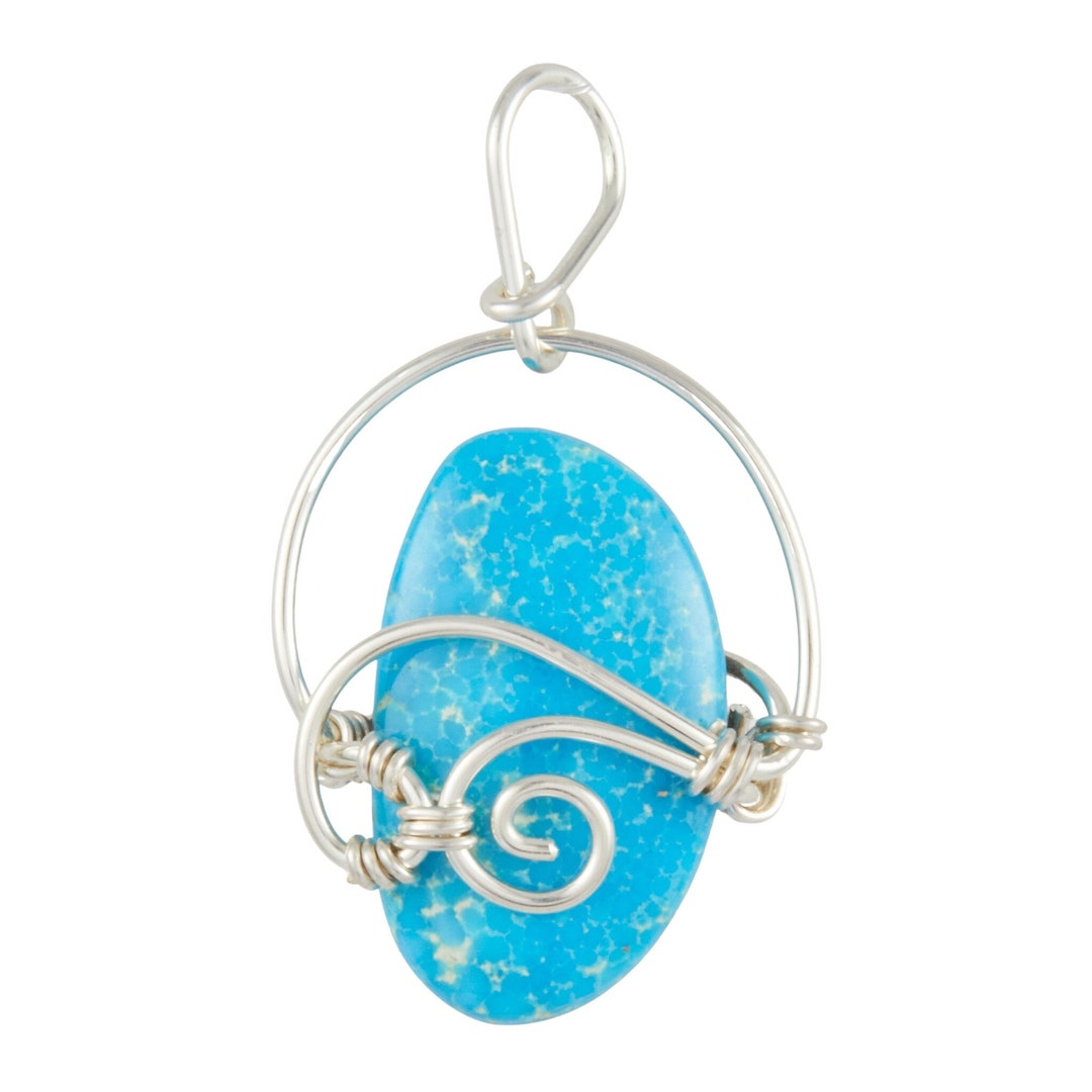 Natural Turquoise Pendant in Sterling Silver - Polished Turquoise Stone ...