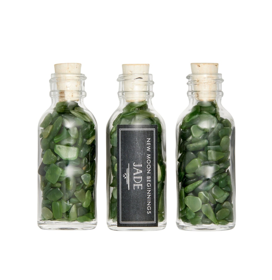 Nephrite Jade Crystal Bottle - Jade Stone Bottle - Nephrite Jade Chips ...