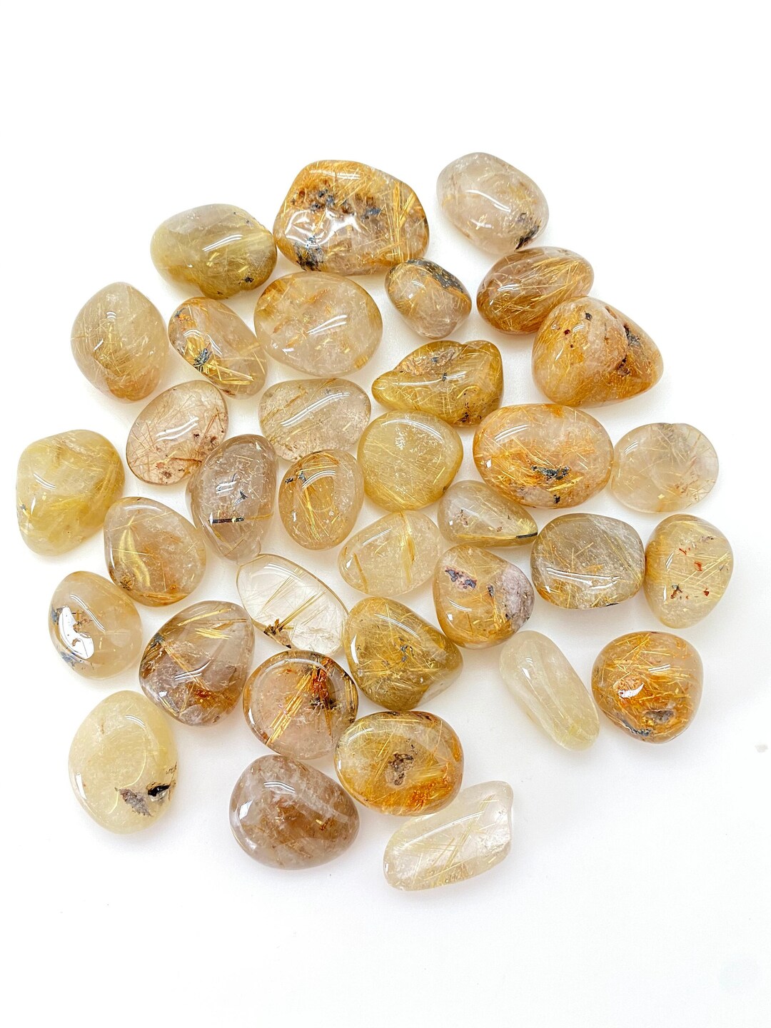 Golden Rutilated Quartz Tumbled Crystal - Grade AA - Multiple Sizes ...