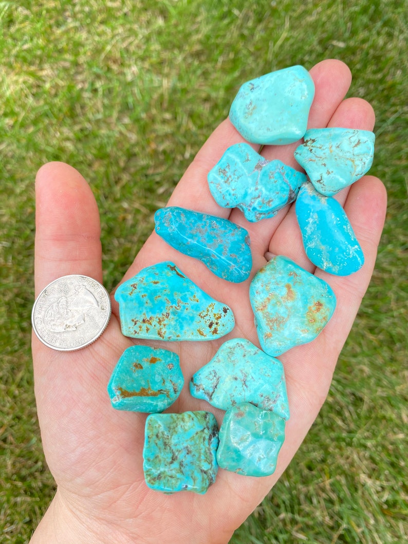 Turquoise Tumbled Stone Tumbled Wavy Flat Turquoise Crystals - Etsy