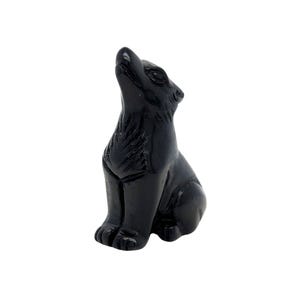 Black Obsidian Stone Wolf - Black Obsidian Crystal Wolf Figurine ...