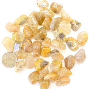 Golden Rutilated Quartz Tumbled - A Grade Rutilated Quartz - Multiple ...