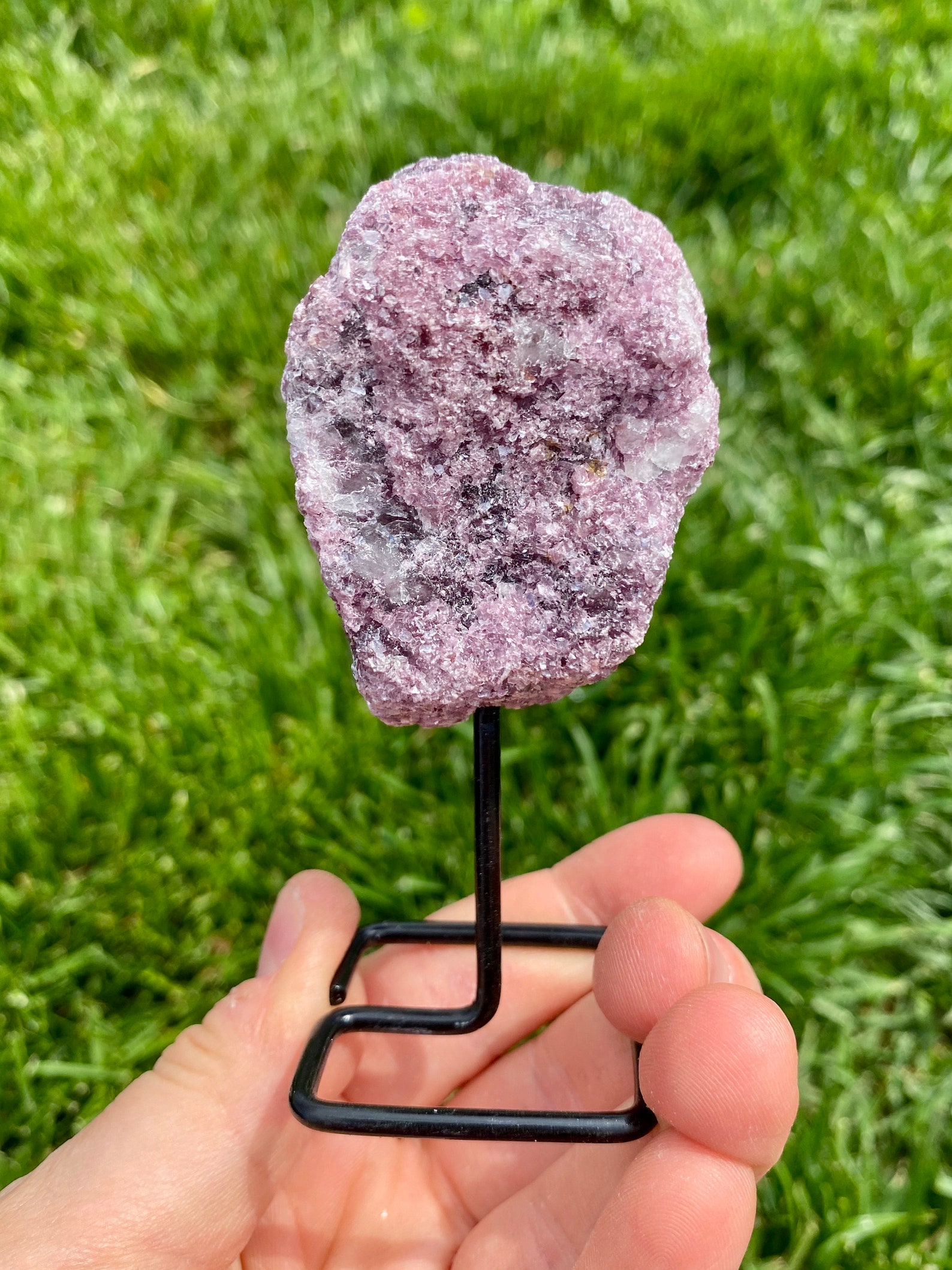 Raw lepidolite stone on metal stand lilac lepidolite crystal | Etsy