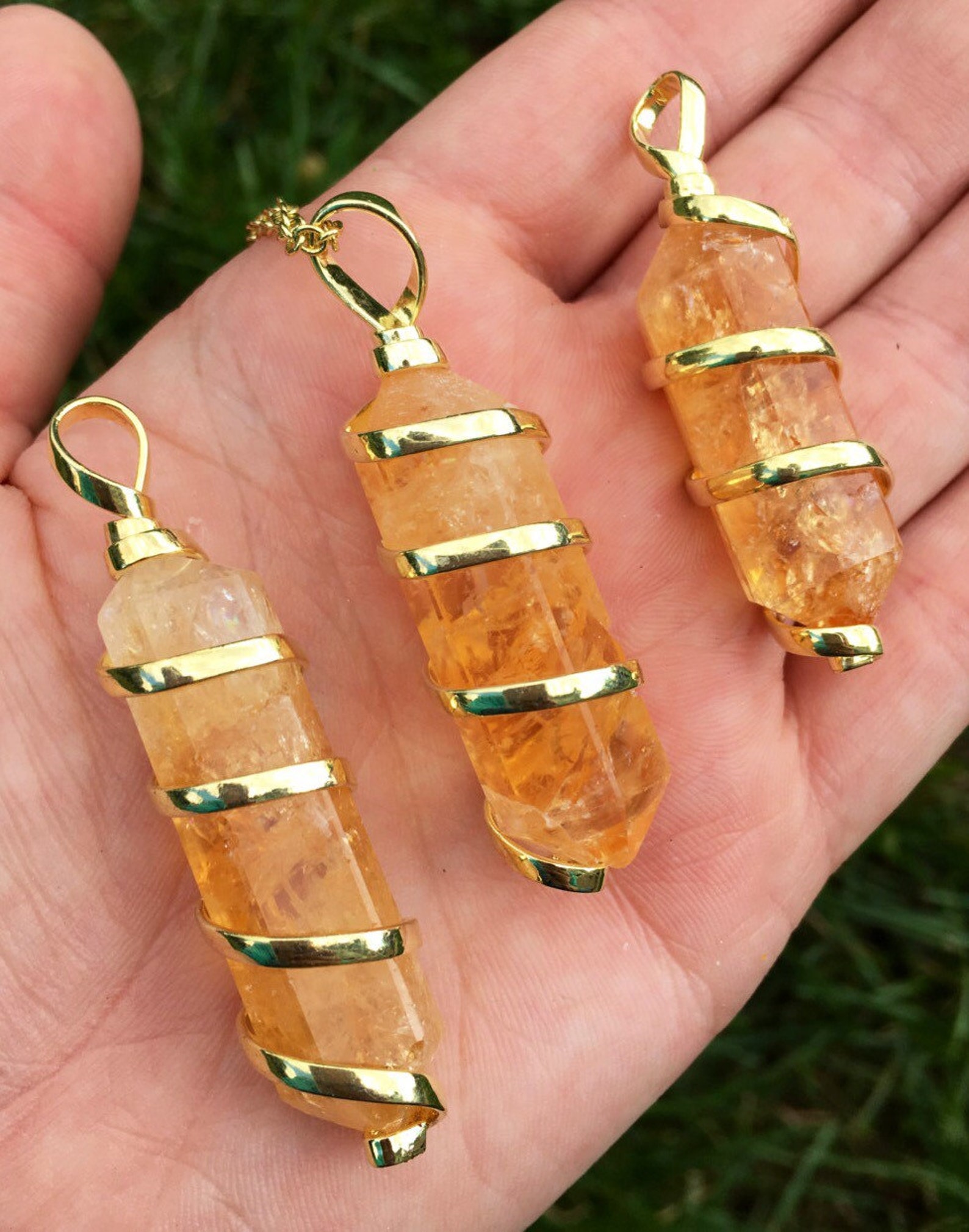 Citrine Pendant Gold Citrine Crystal Citrine Necklace Gold - Etsy