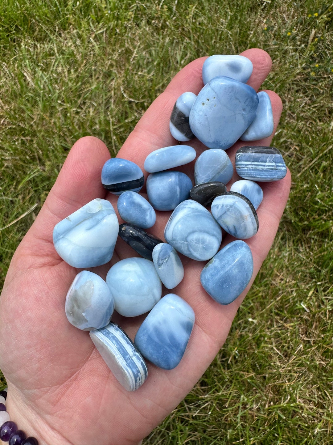 Owyhee Blue Opal Tumbled Stone - Owyhee Blue Opal Gemstone - Blue Opal ...