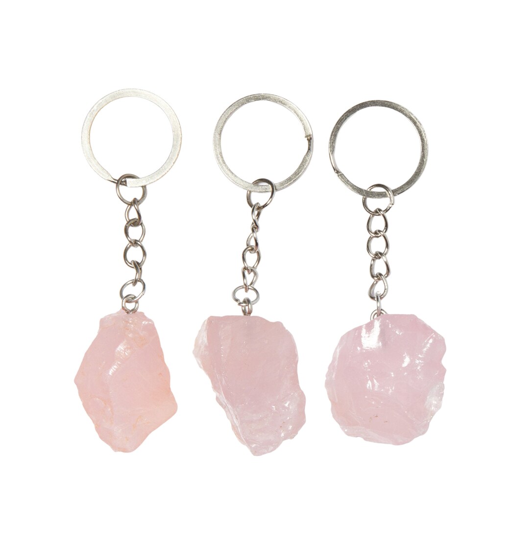 Raw Rose Quartz Crystal Keychain Rose Quartz Stone Keychain - Etsy