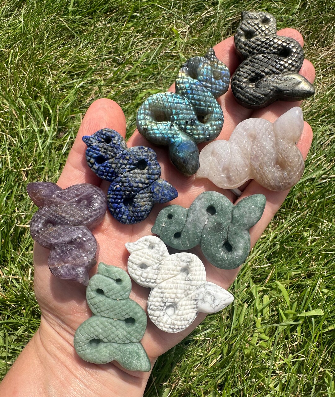 Crystal Snakes Gemstone Snake Sculpture Small Crystal Snake Figure Hand ...