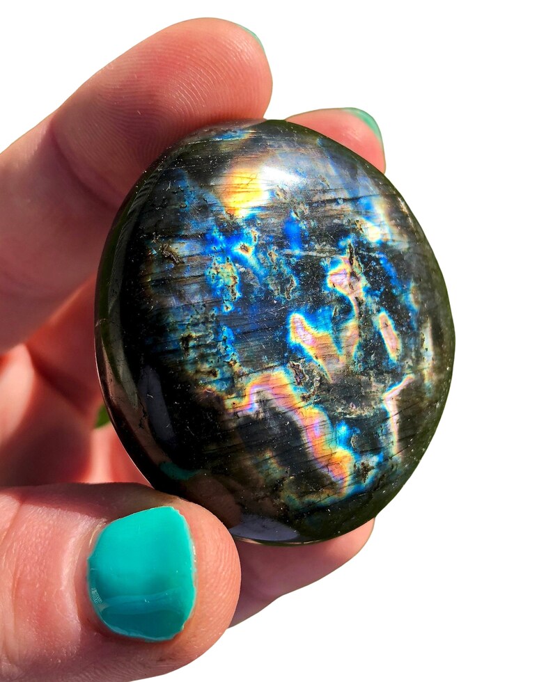 Spectrolite Stone Polished Spectrolite Palm Stone | Etsy