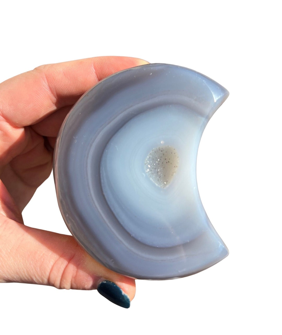 Agate Moon Druzy Crescent Moon Agate Stone (2