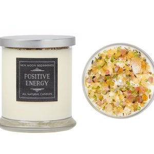 Positive Energy Candles - Crystal & Herb Candle - Soy Aromatherapy ...