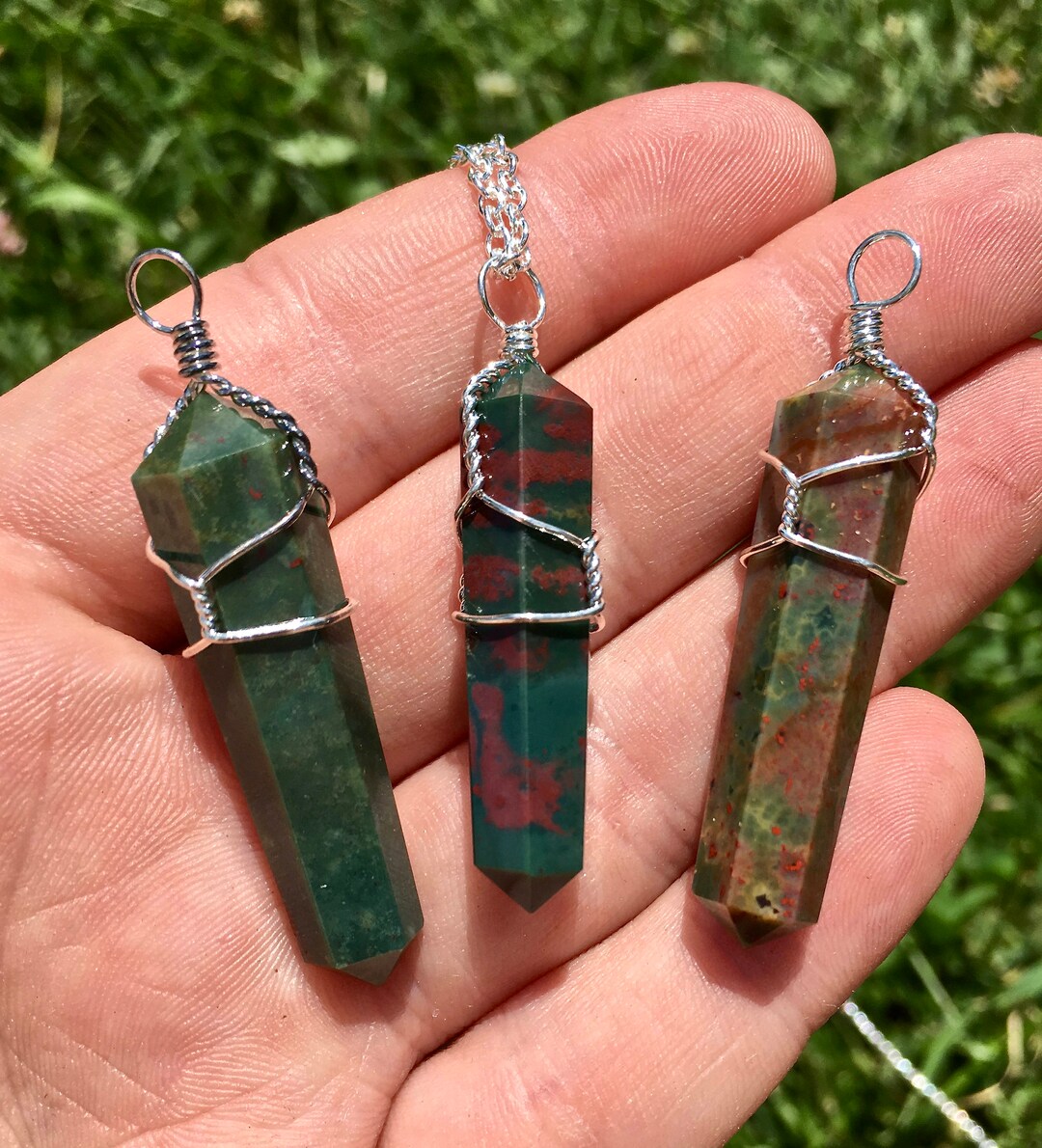 Bloodstone Necklace - Bloodstone Point Pendant - Polished Point ...