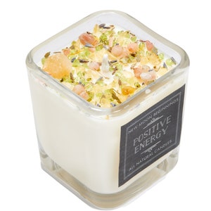 Positive Energy Candles - Crystal & Herb Candle - Soy Aromatherapy ...