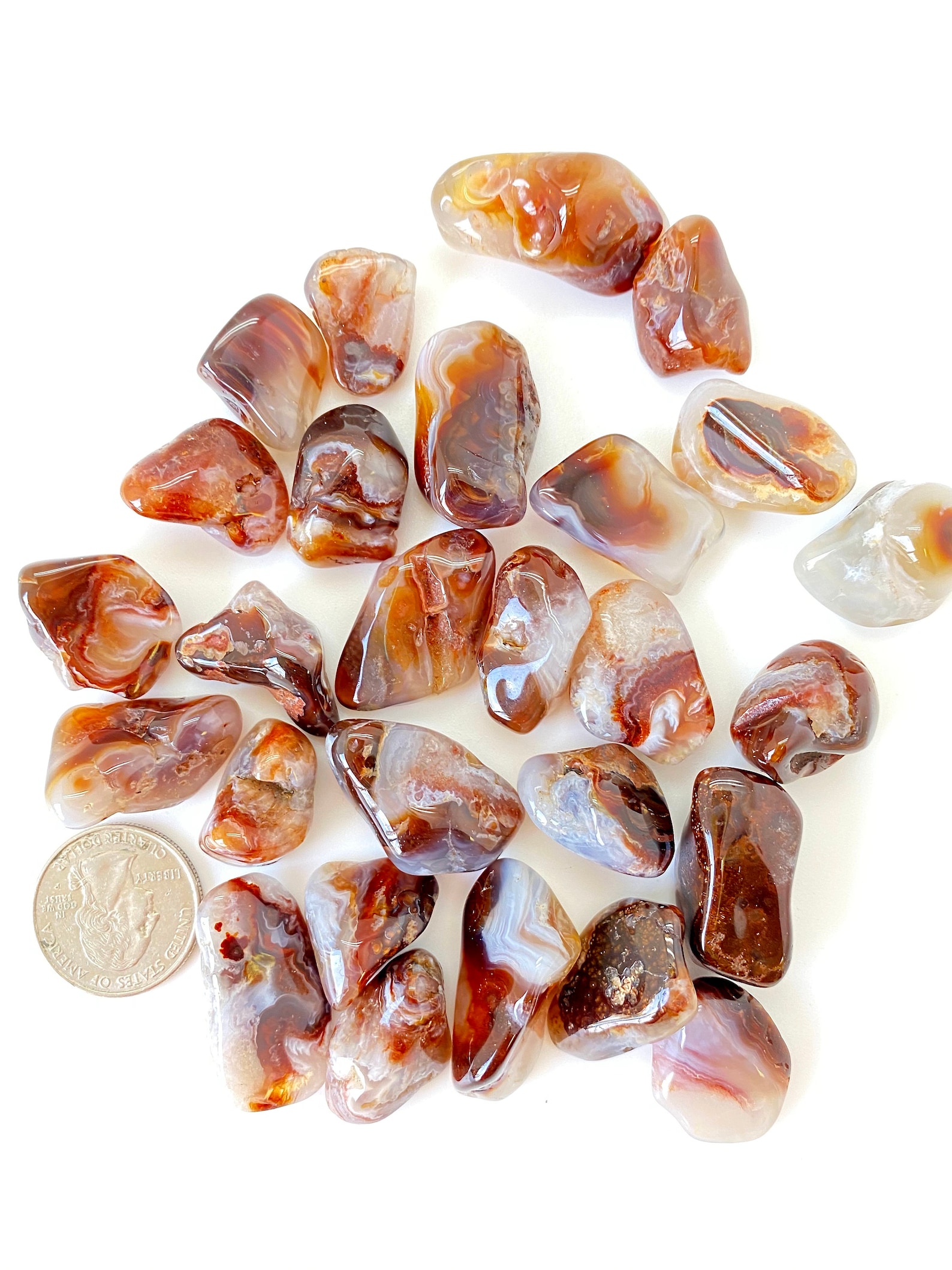 Mexican Fire Agate Stone 0.5 1.75 Fire Agate Crystal Polished Tumbled ...