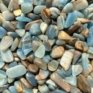 Blue Onyx Tumbled Stone - Size: .5" to 2" - Lemurian Aquatine Calcite ...