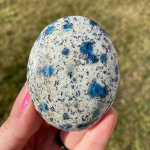 K2 Stone (azurite in Quartz) Oval Palm Stone - (2" - 3") - Polished ...