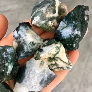 Raw Moss Agate Stone - Raw Stones - Raw Moss Agate Crystal - Crystals ...