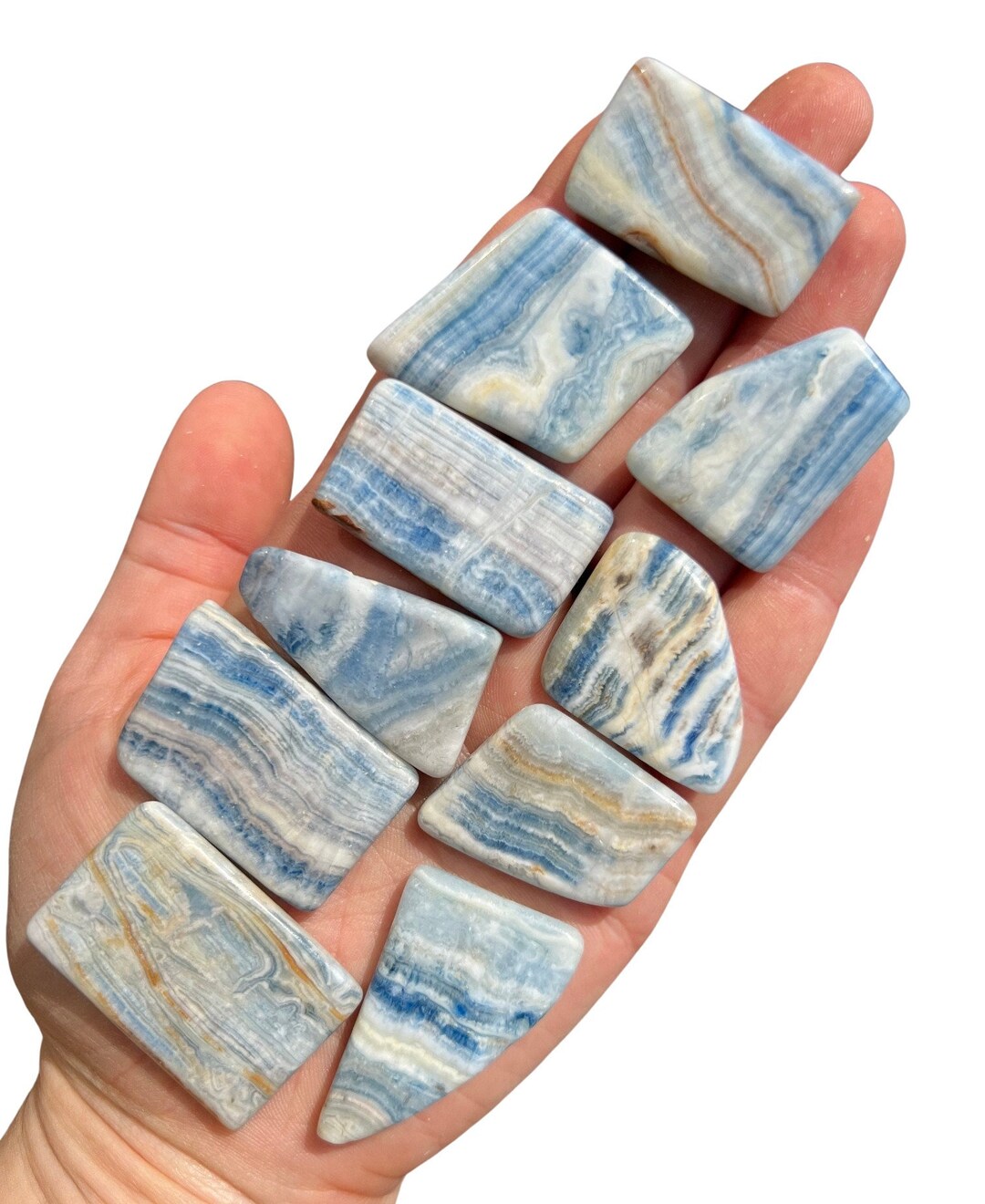 Blue Scheelite Stone Slice (0.75" - 1.75") Grade A Blue Scheelite Slab ...