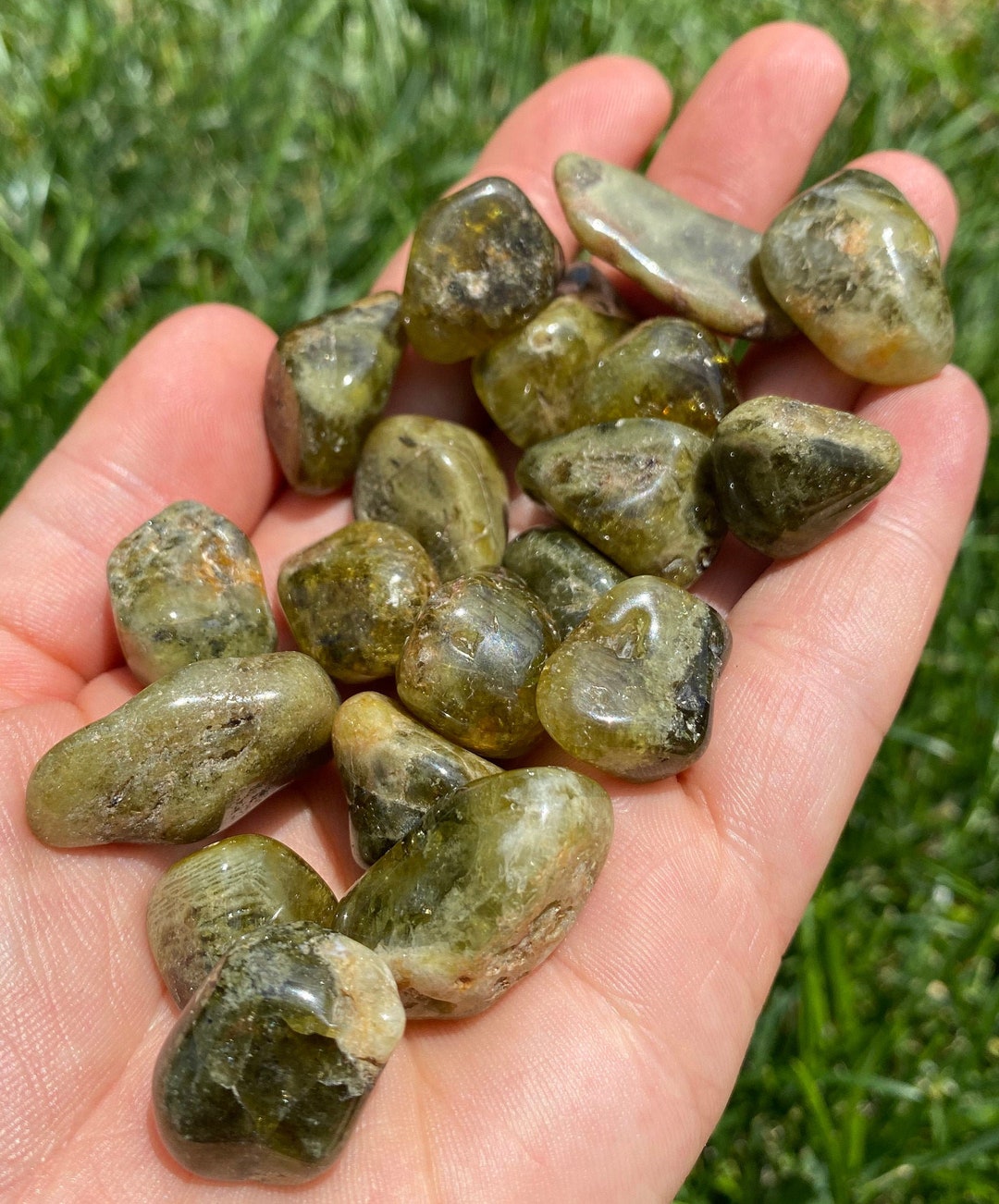 Green Garnet Tumbled Stone - Tumbled Green Garnet Gemstones - Multiple ...