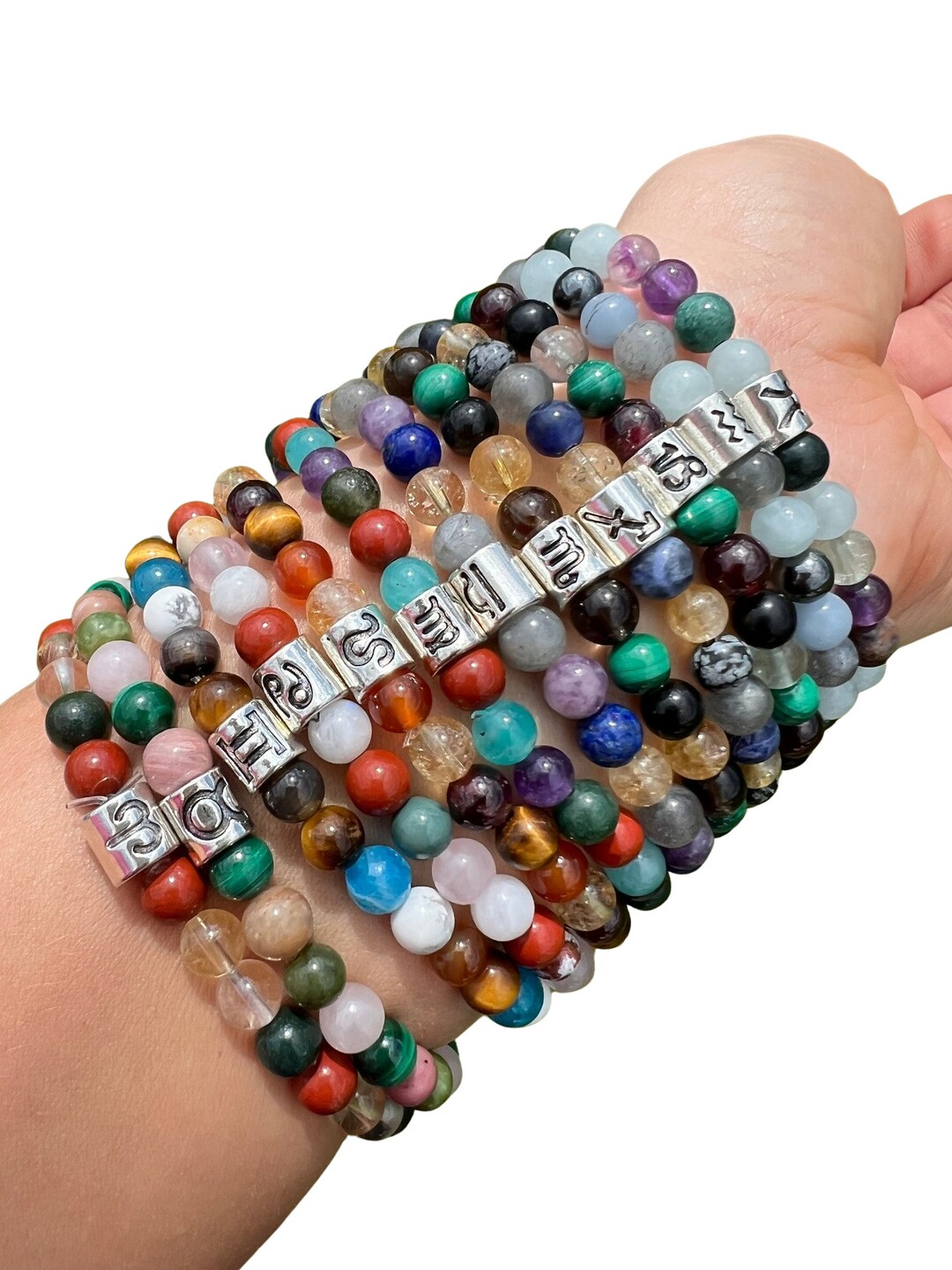 Zodiac Crystal Bracelet 12 Zodiac Sign Bracelet Healing Crystal ...