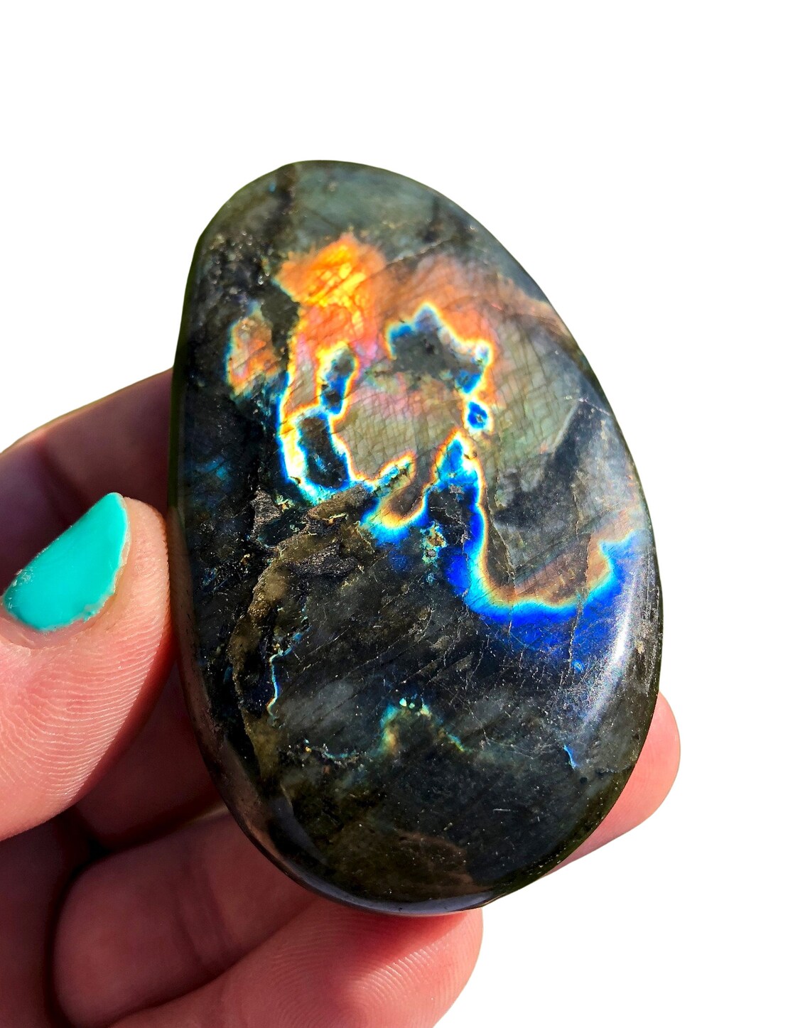 Spectrolite Stone polished Spectrolite palm stone | Etsy