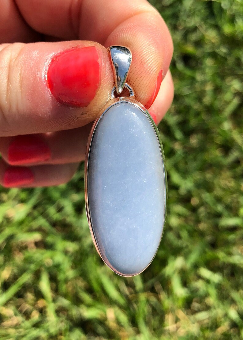 Angelite Pendant Angelite Anhydrite Necklace Angelite | Etsy
