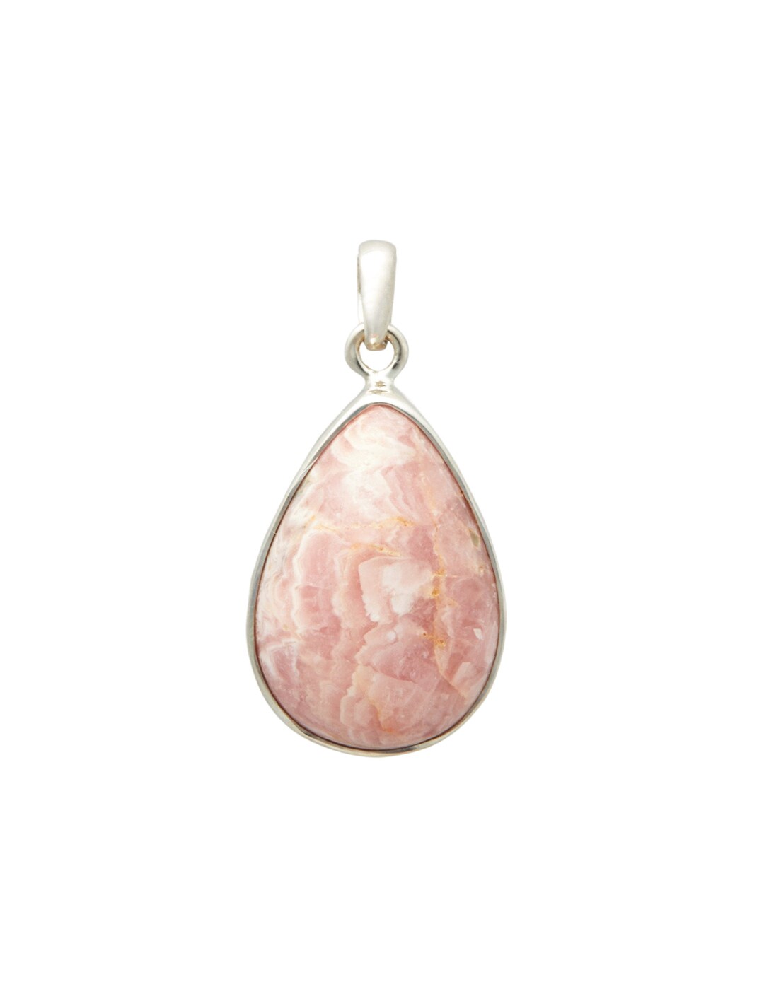 Rhodochrosite Pendant - Polished Rhodochrosite Teardrop Necklace - Pink ...