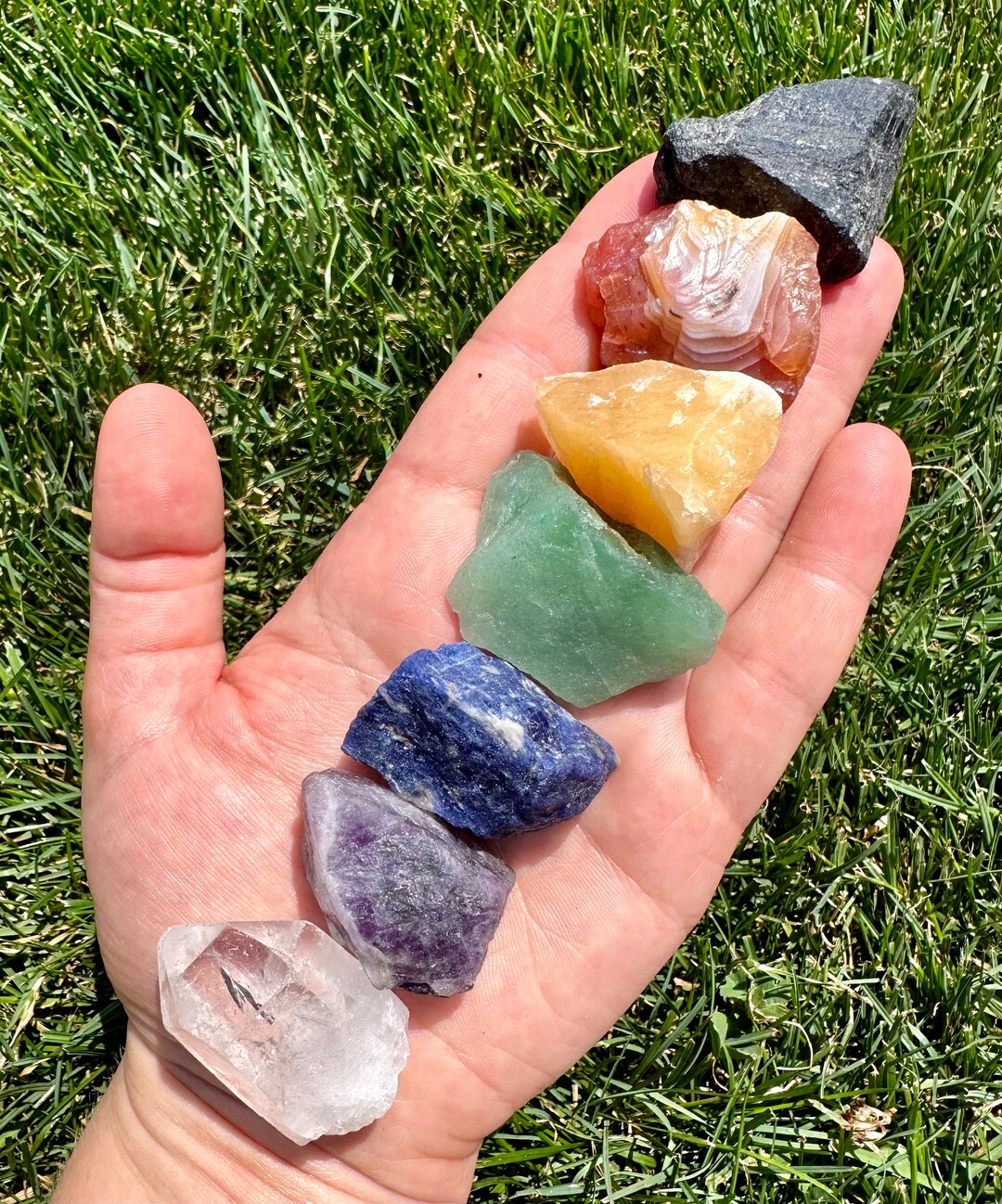 Chakra Set - Raw Chakra Crystals - 7 Chakra Stone Set - Rough Chakra ...