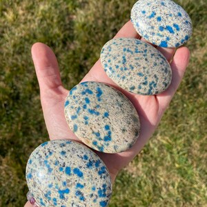K2 Stone (azurite in Quartz) Oval Palm Stone - (2" - 3") - Polished ...