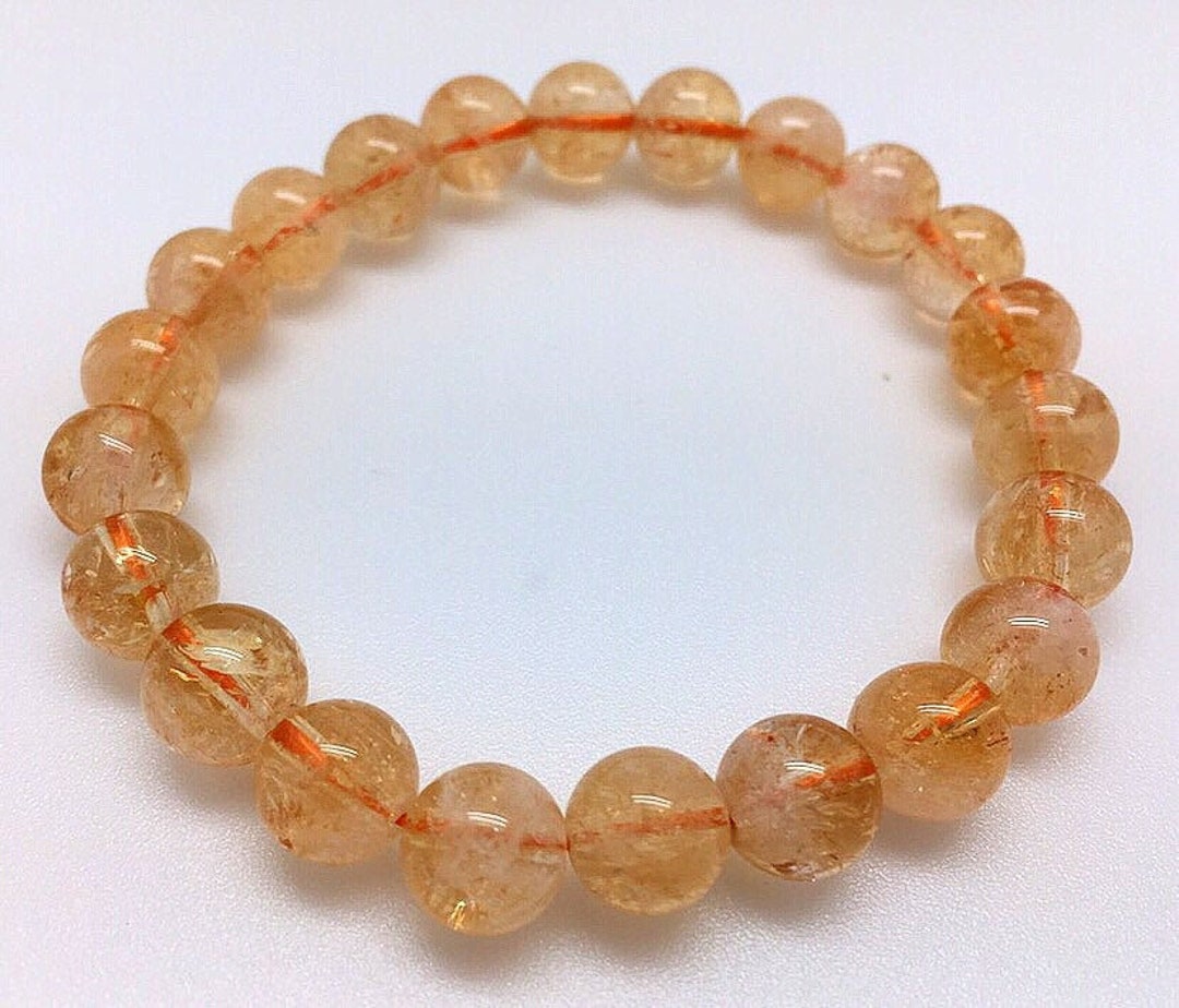 Citrine Bracelet - 8mm Heated Citrine Beads - Crystal Bracelet ...