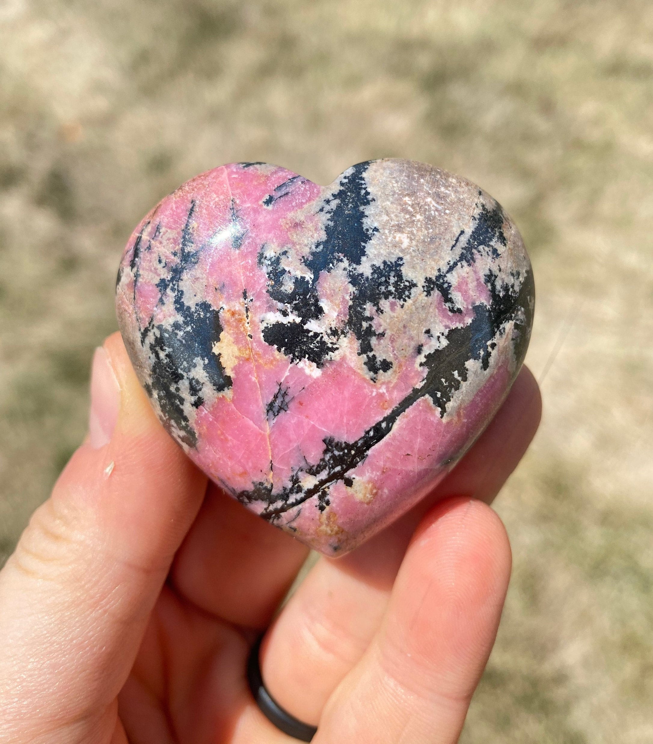 Rhodonite stone heart 2 4 Rhodonite Heart | Etsy