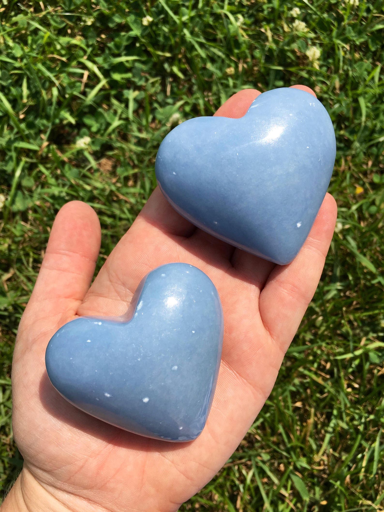 Angelite Heart Stone anhydrite From Peru Angelite Stone - Etsy