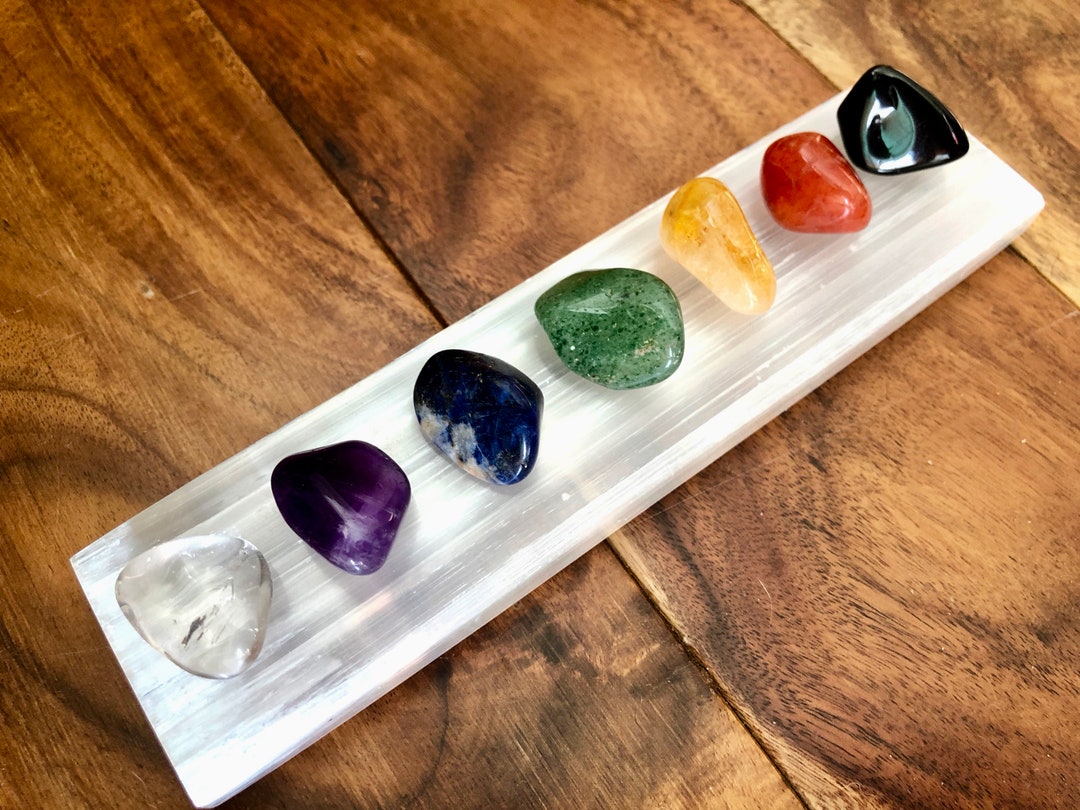 Selenite Plate & Chakra Set - Selenite Crystals - Selenite Slab ...